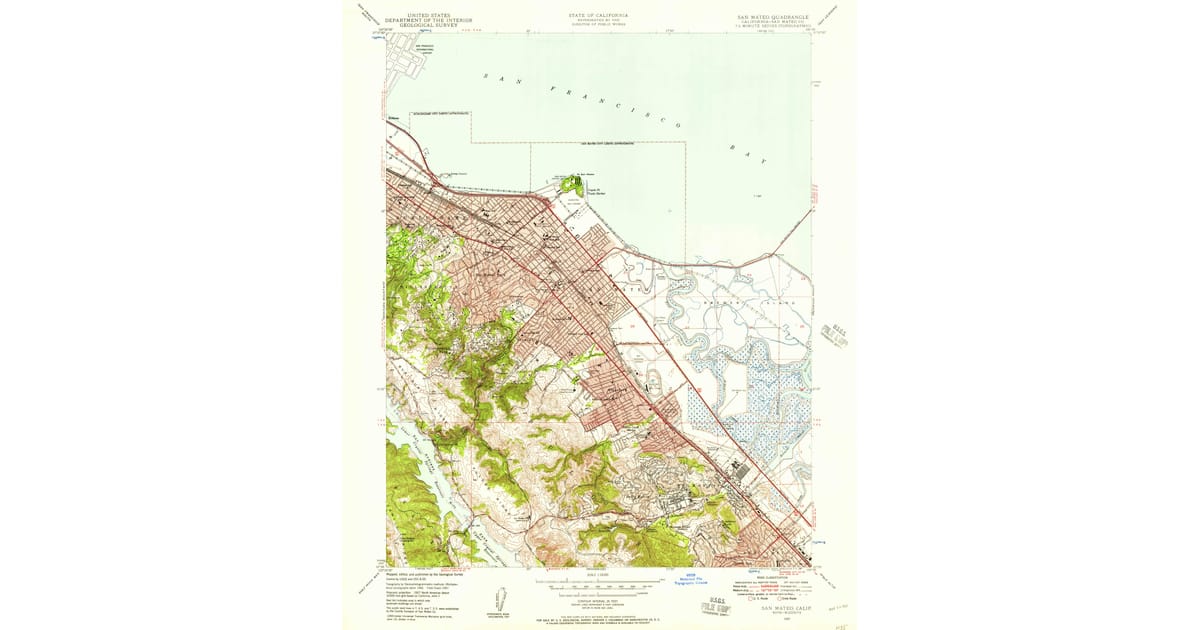 1947 Map of San Mateo, CA — High-Res | Pastmaps