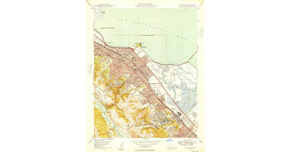 1949 Map of San Mateo, CA — High-Res | Pastmaps