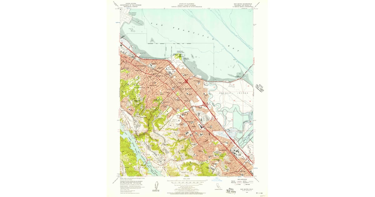 1956 Map of San Mateo, CA — High-Res | Pastmaps