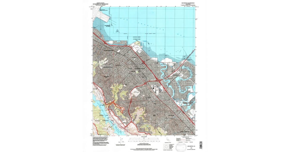 1993 Map of San Mateo, CA — High-Res | Pastmaps