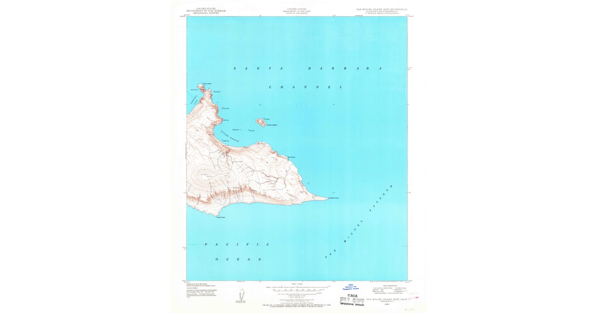 1943 Map of San Miguel Island East, Santa Barbara County, CA — High-Res ...