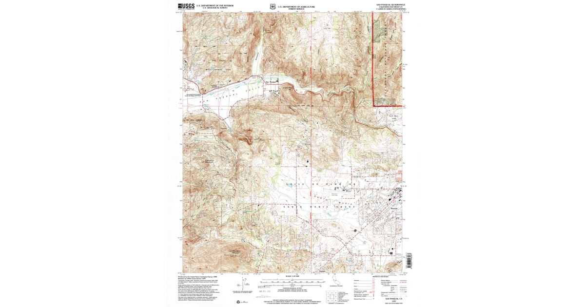 1997 Map of San Pasqual, San Diego County, CA — High-Res | Pastmaps