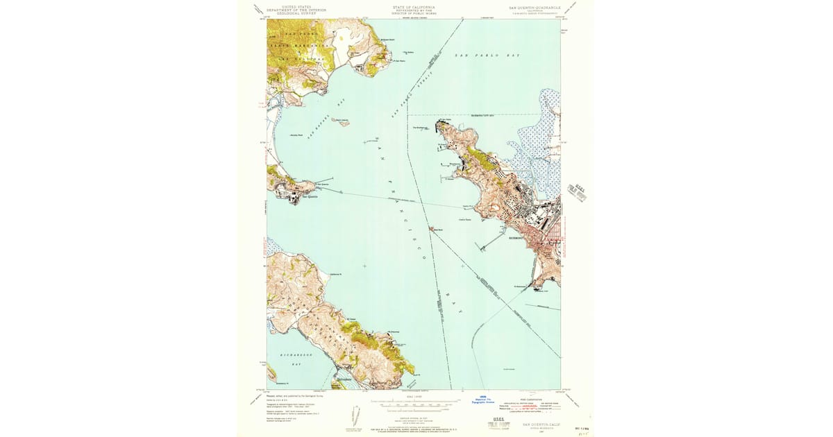 1947 Map of San Quentin, Marin County, CA — High-Res | Pastmaps