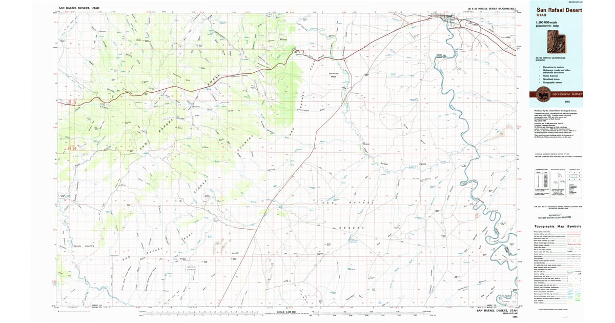 1985 Map of San Rafael Desert, Emery County, UT — High-Res | Pastmaps