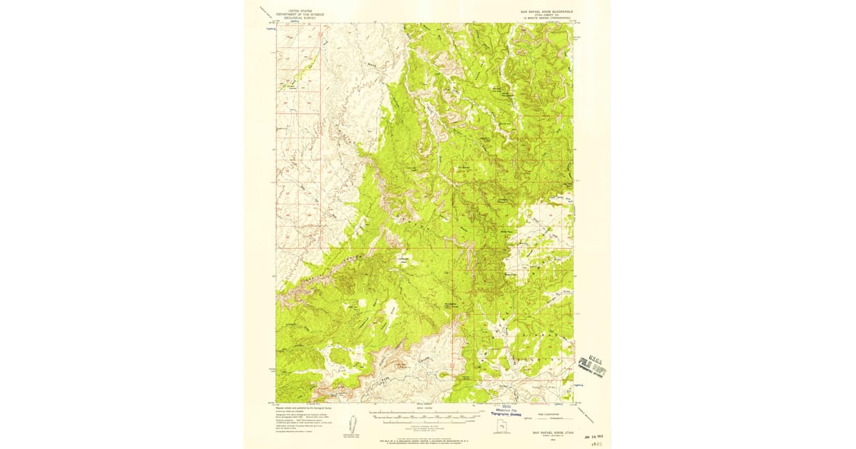 1952 Map of San Rafael Knob, Emery County, UT — High-Res | Pastmaps