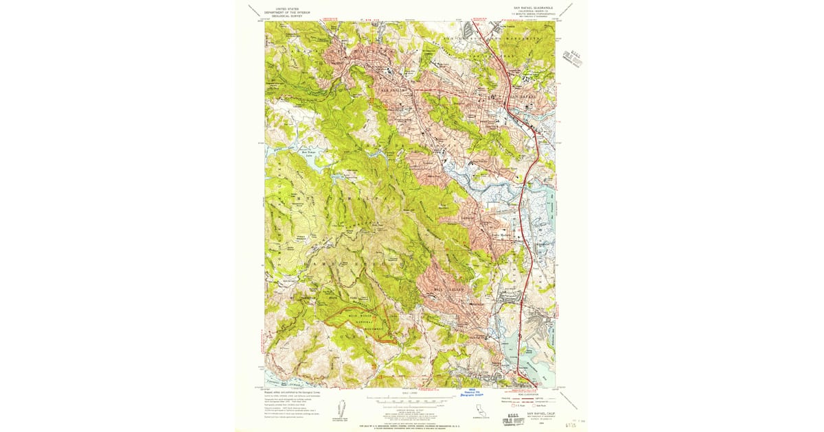 1954 Map of San Rafael, CA — High-Res | Pastmaps