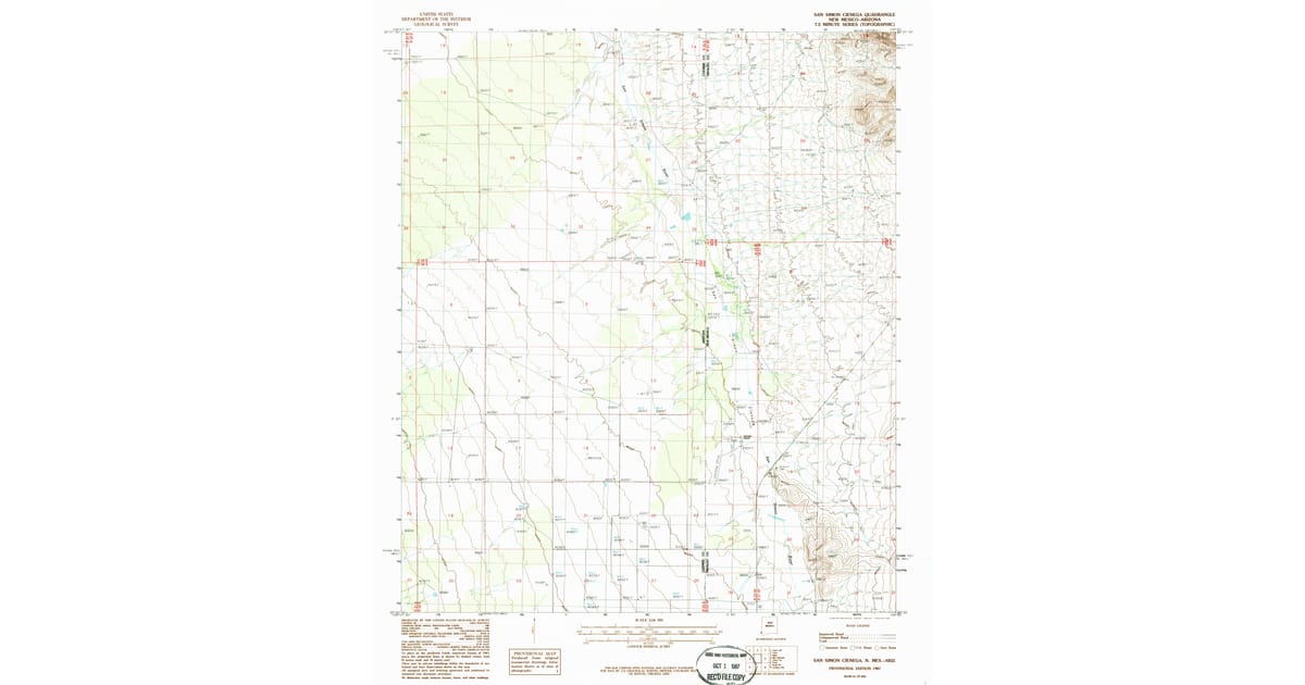 1987 Map of San Simon Cienega, Hidalgo County, NM — High-Res | Pastmaps