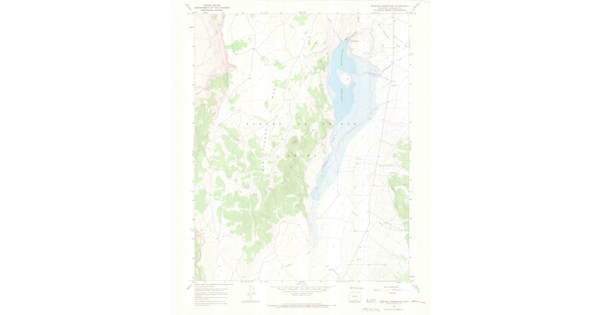 1967 Map of Sanchez Reservoir, Costilla County, CO — High-Res | Pastmaps