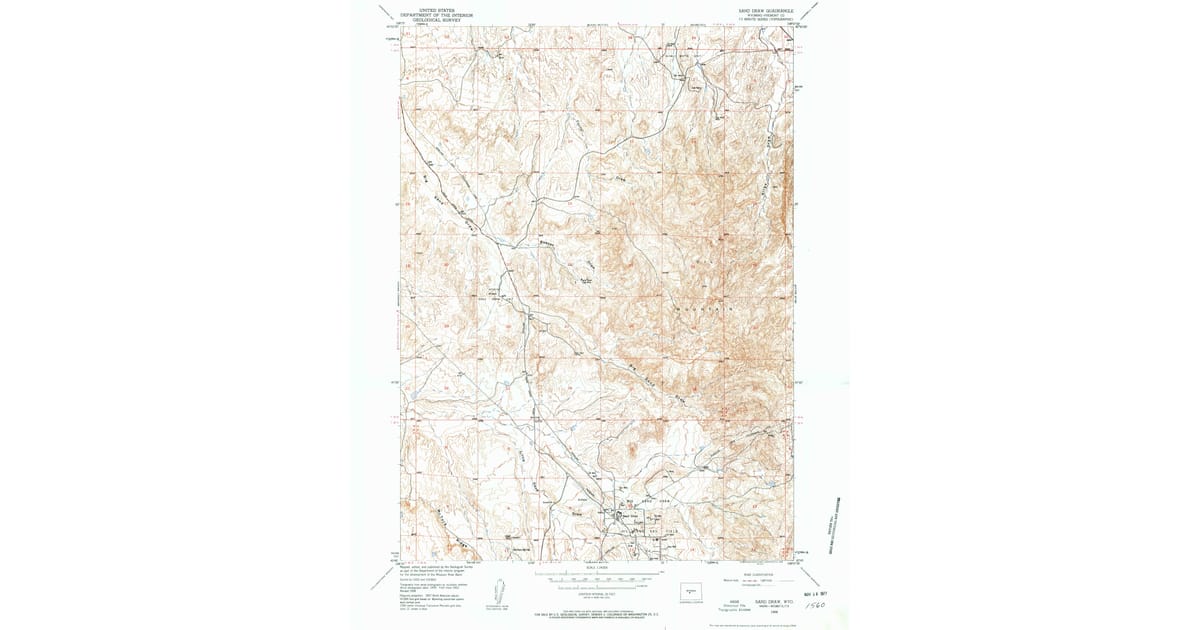 1958 Map of Sand Draw, Fremont County, WY — High-Res | Pastmaps