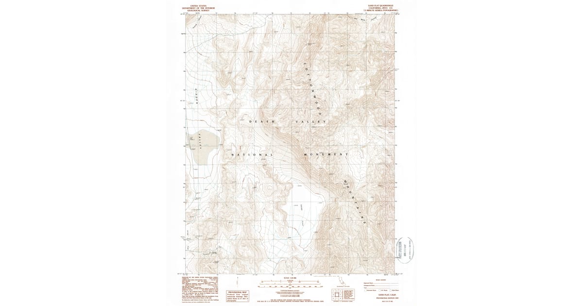 1987 Map of Sand Flat, Inyo County, CA — High-Res | Pastmaps