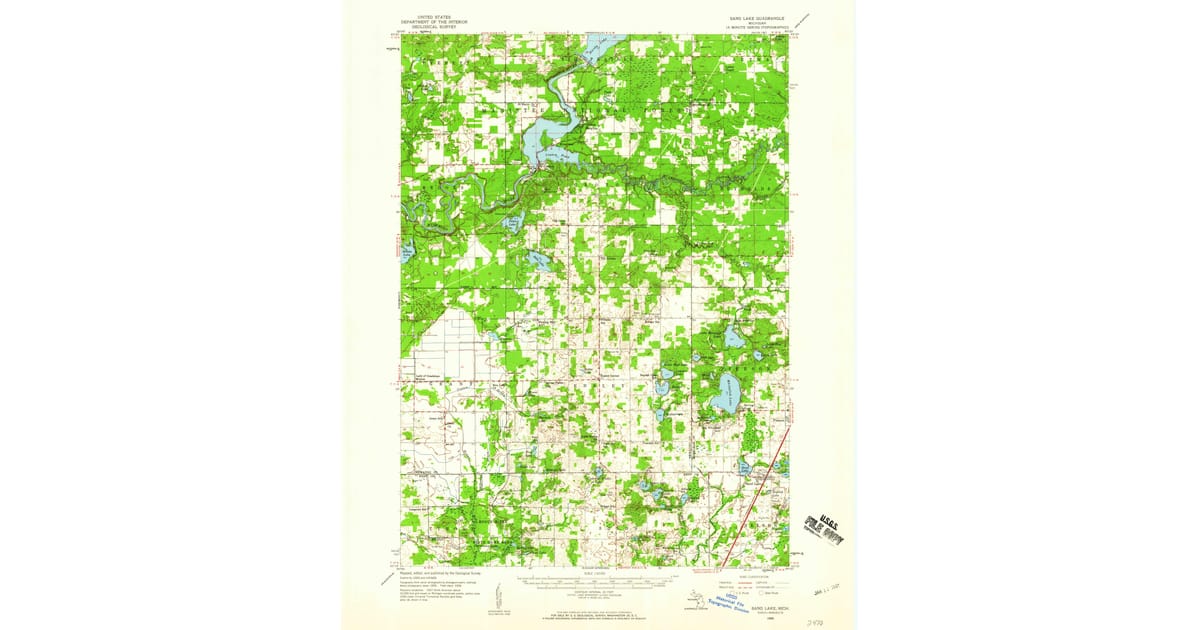 1958 Map of Sand Lake, Newaygo County, MI — High-Res | Pastmaps