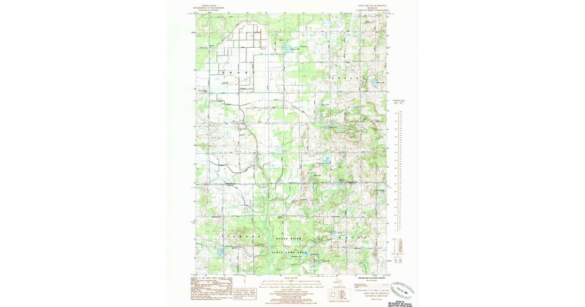 1985 Map of Sand Lake SW, Newaygo County, MI — High-Res | Pastmaps