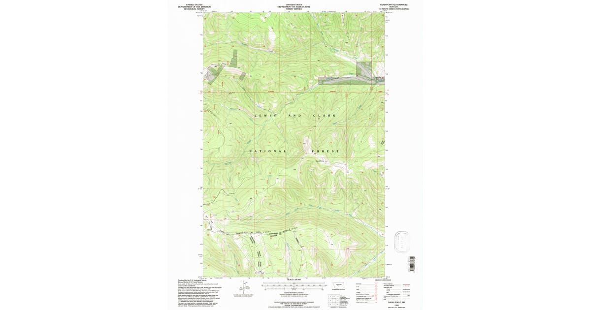1995 Map of Sand Point, Judith Basin County, MT — High-Res, 1997 Print ...