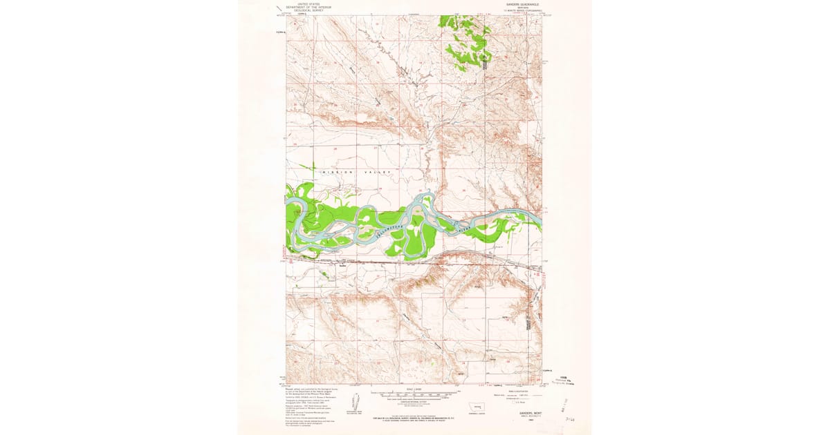 1960 Map of Sanders, Treasure County, MT — High-Res | Pastmaps