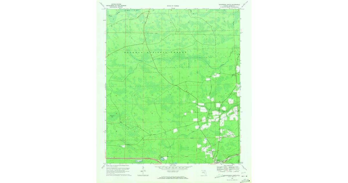 1969 Map of Sanderson North, Baker County, FL — High-Res | Pastmaps