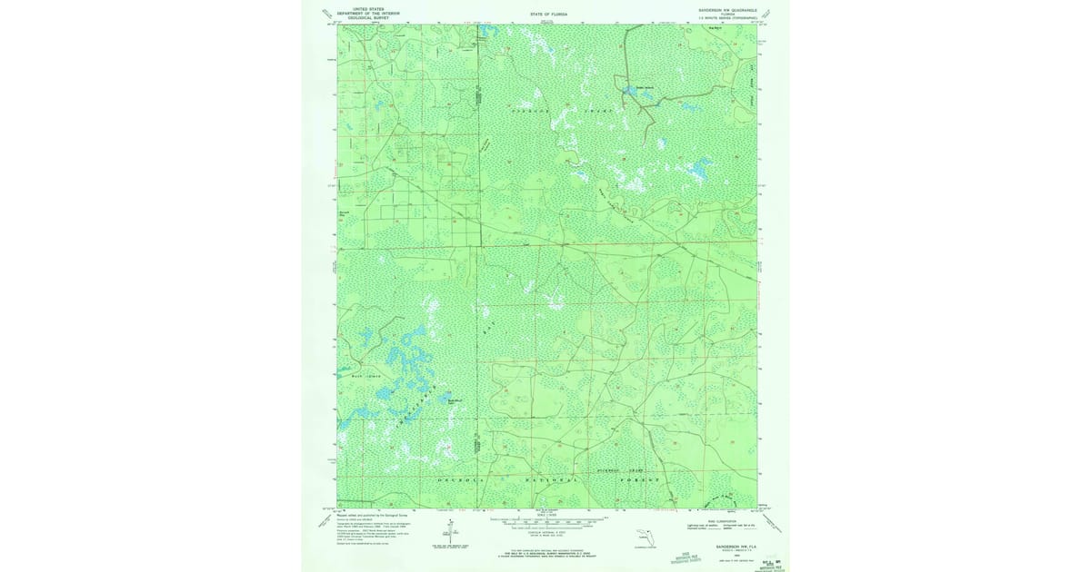 1969 Map of Sanderson NW, Baker County, FL — High-Res | Pastmaps