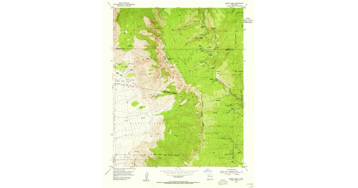 1954 Map of Sandia Crest, Bernalillo County, NM — High-Res | Pastmaps