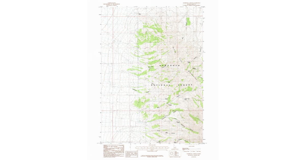 1985 Map of Sandrock Canyon, Cassia County, ID — High-Res | Pastmaps