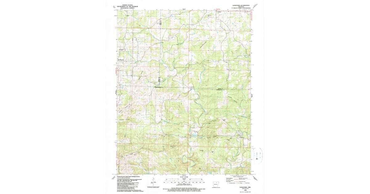1989 Map of Sandtown, Independence County, AR — High-Res | Pastmaps