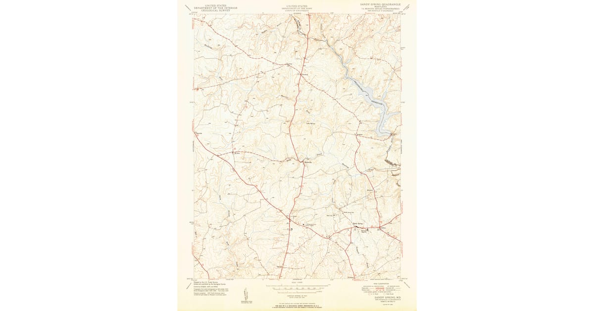 1950 Map of Sandy Spring, Montgomery County, MD — High-Res | Pastmaps