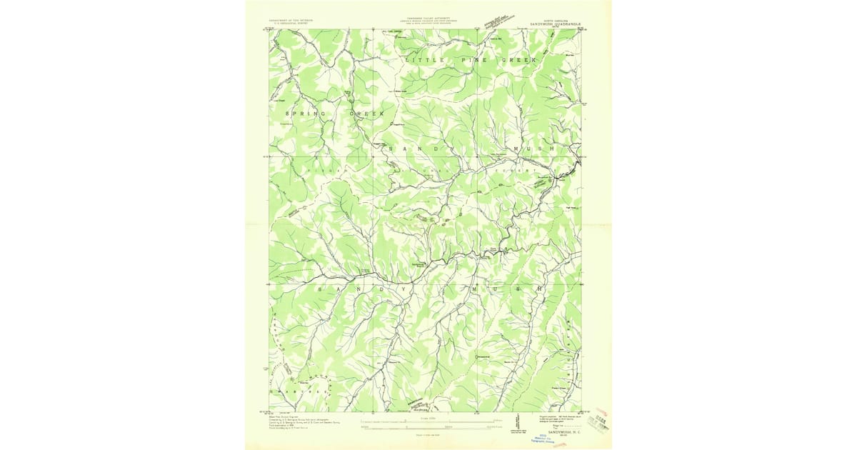 1936 Map of Sandymush, Buncombe County, NC — High-Res | Pastmaps