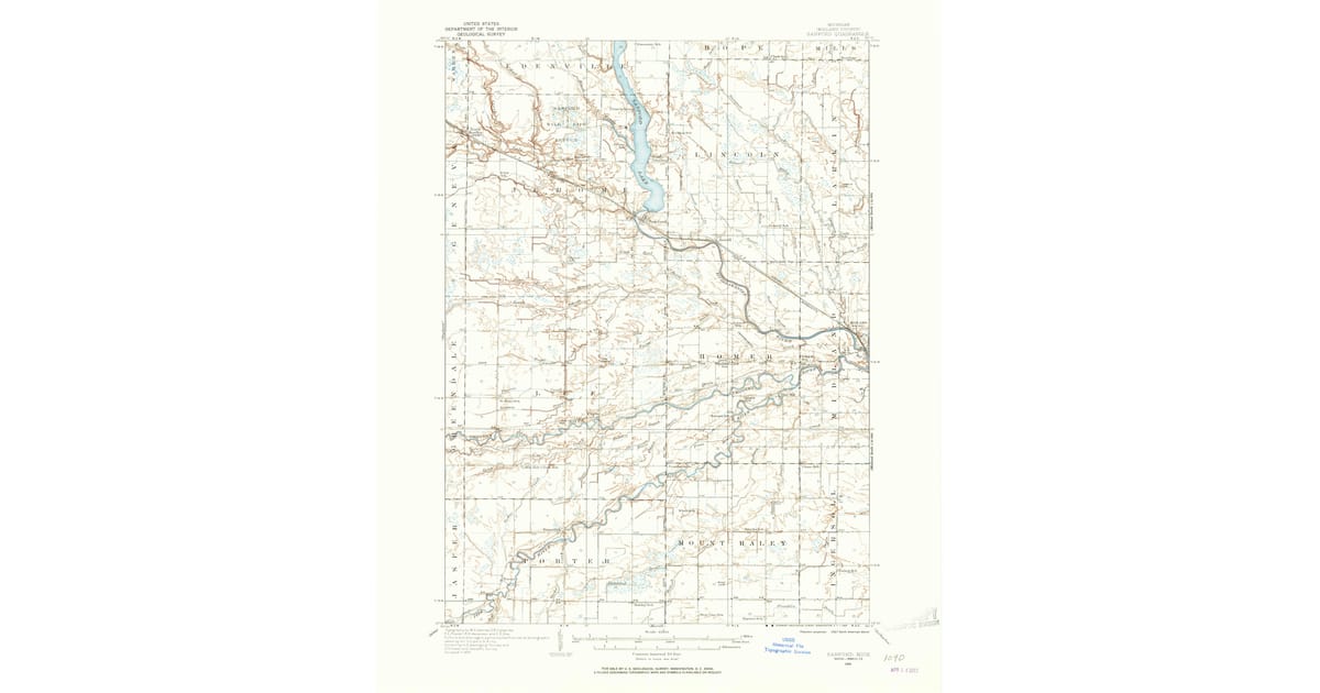 1934 Map of Sanford, MI — High-Res | Pastmaps