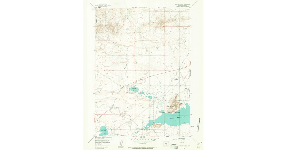 1959 Map of Sanford Ranch, Natrona County, WY — High-Res | Pastmaps