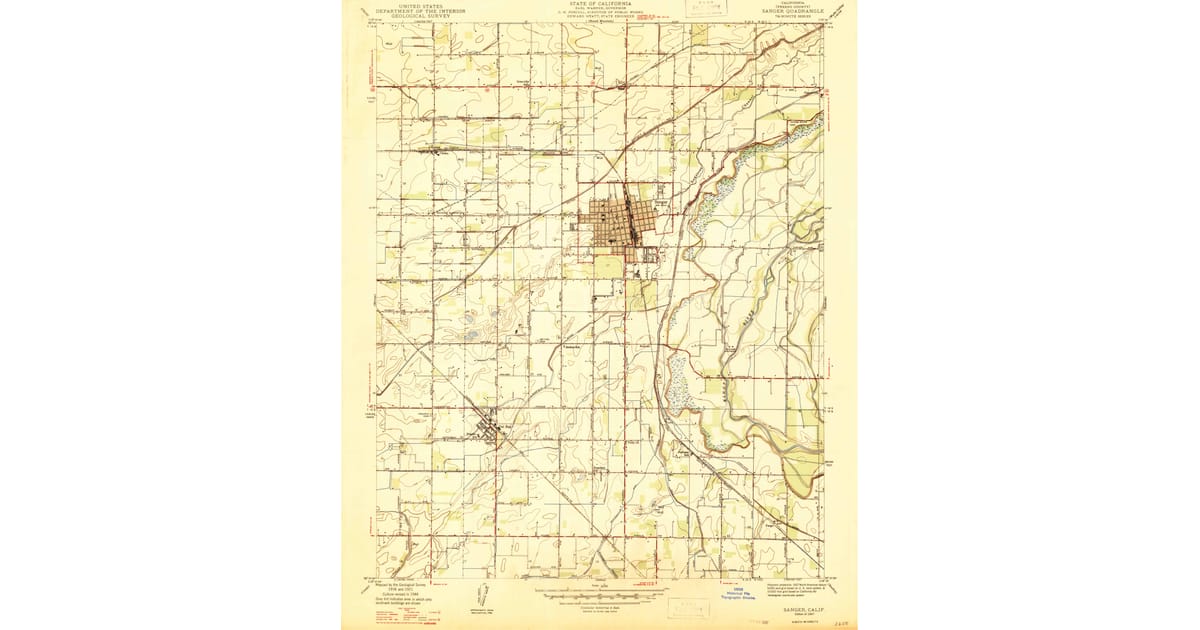 1947 Map of Sanger, CA — High-Res | Pastmaps