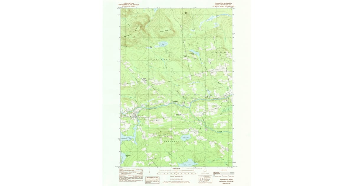 1984 Map of Sangerville, Piscataquis County, ME — High-Res | Pastmaps