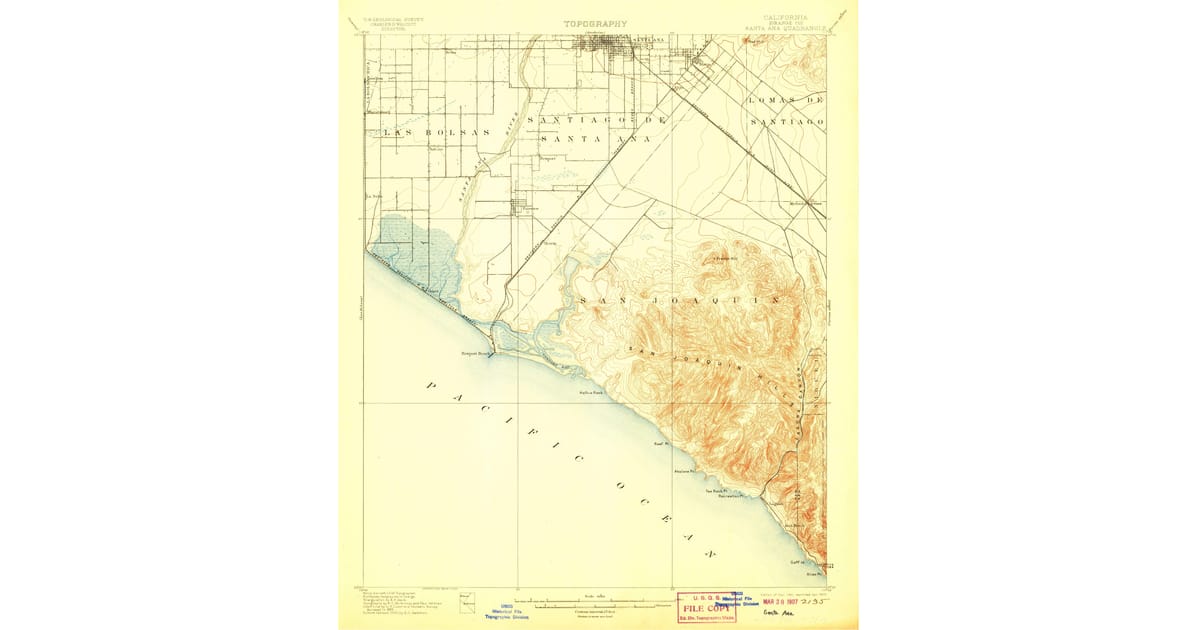 1901 Map of Santa Ana, CA — High-Res, 1907 Print | Pastmaps