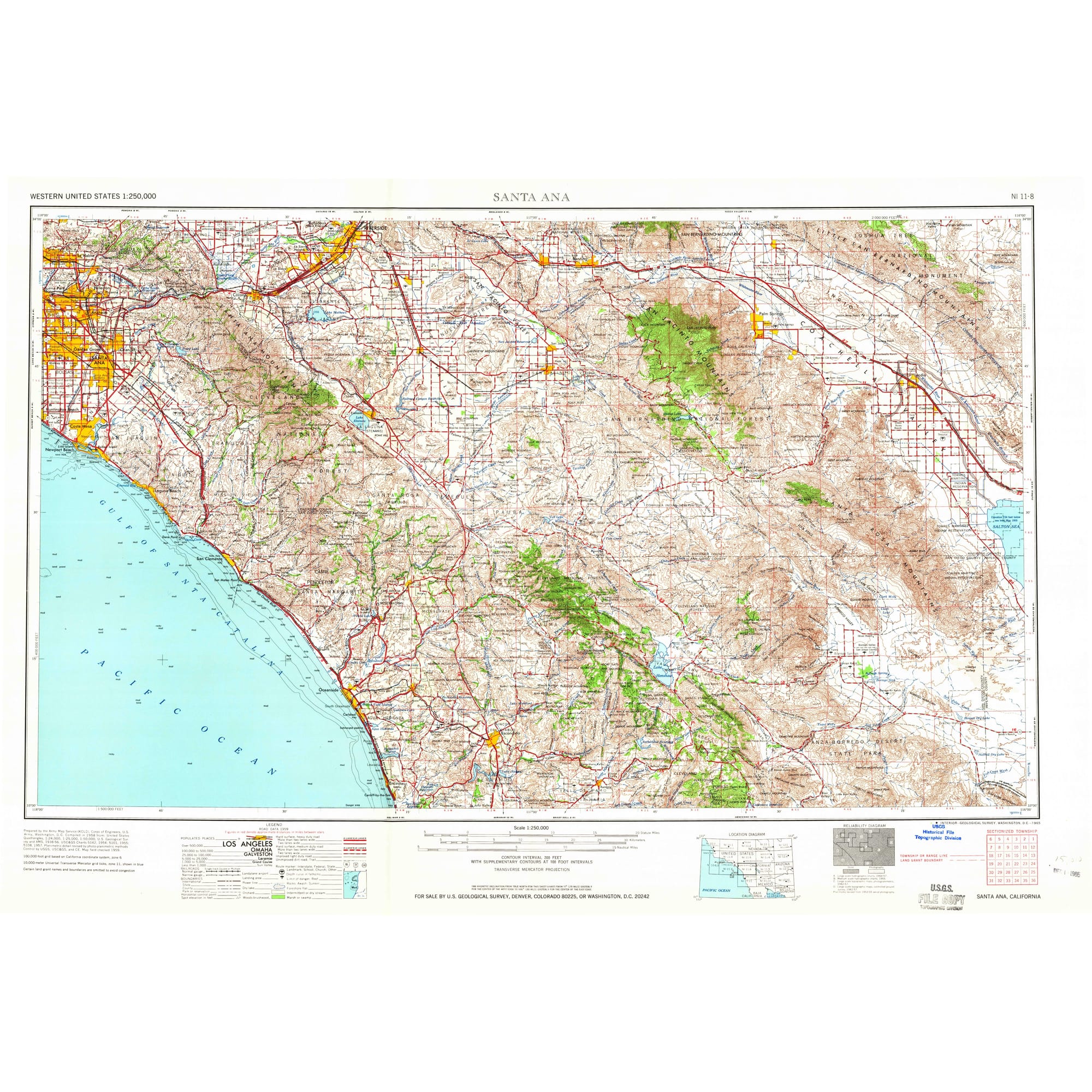 Map Of Santa California Area Santa Ana, CA Raised Relief Map By