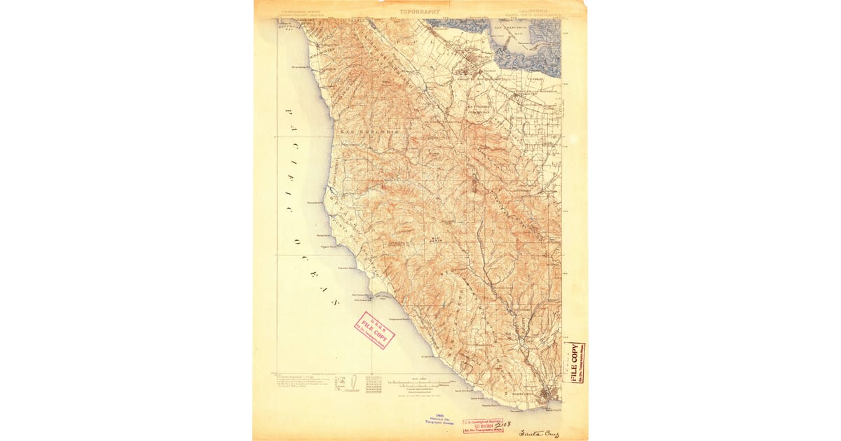 1902 Map of Santa Cruz, CA — High-Res, 1904 Print | Pastmaps
