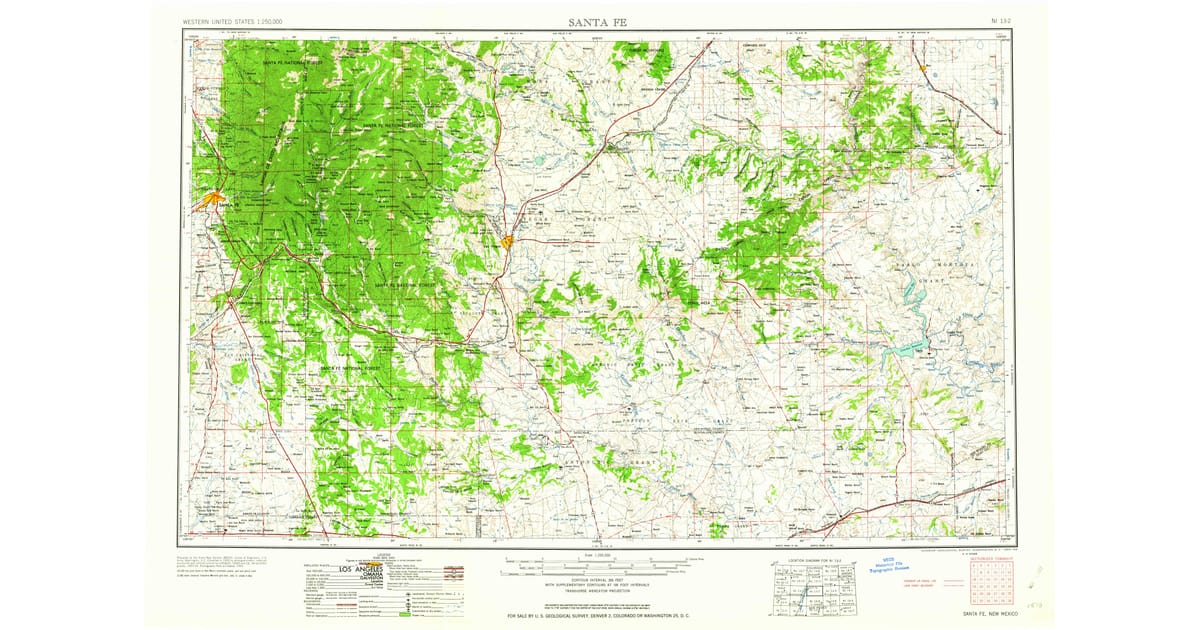 1958 Map of Santa Fe, NM — High-Res | Pastmaps