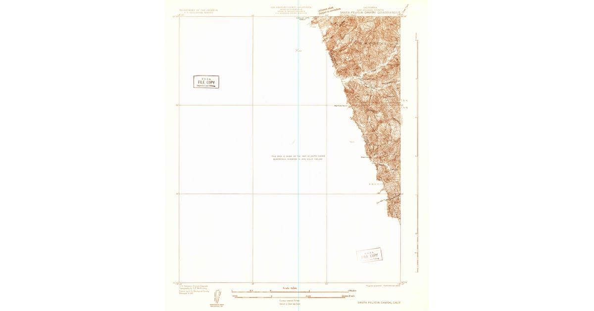 1931 Map of Santa Felicia Canyon, Ventura County, CA — High-Res | Pastmaps