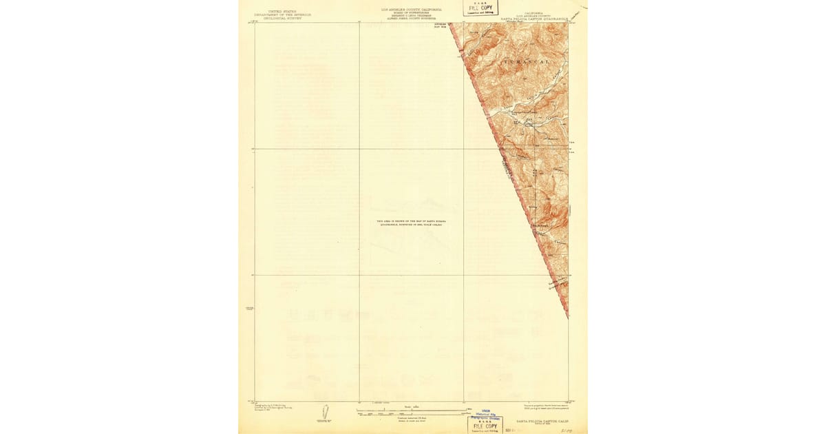 1935 Map of Santa Felicia Canyon, Ventura County, CA — High-Res | Pastmaps