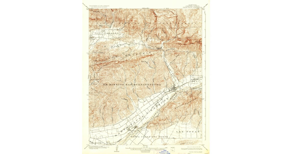 1903 Map of Santa Paula, CA — High-Res, 1937 Print | Pastmaps