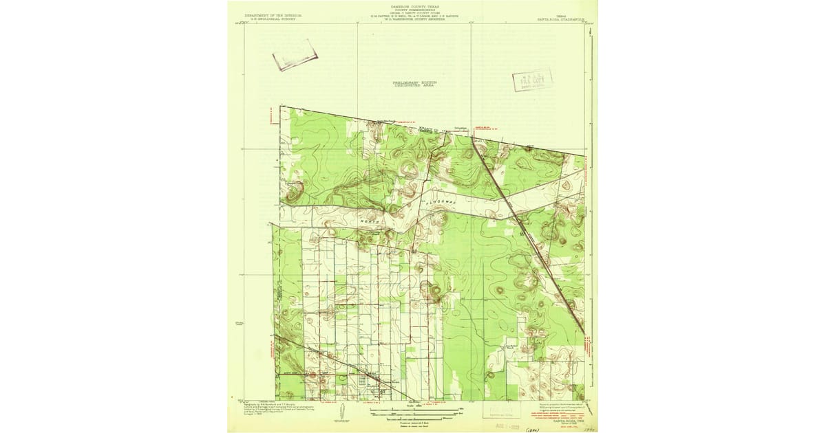 1933 Map of Santa Rosa, TX — High-Res, 1933 Print #2 | Pastmaps
