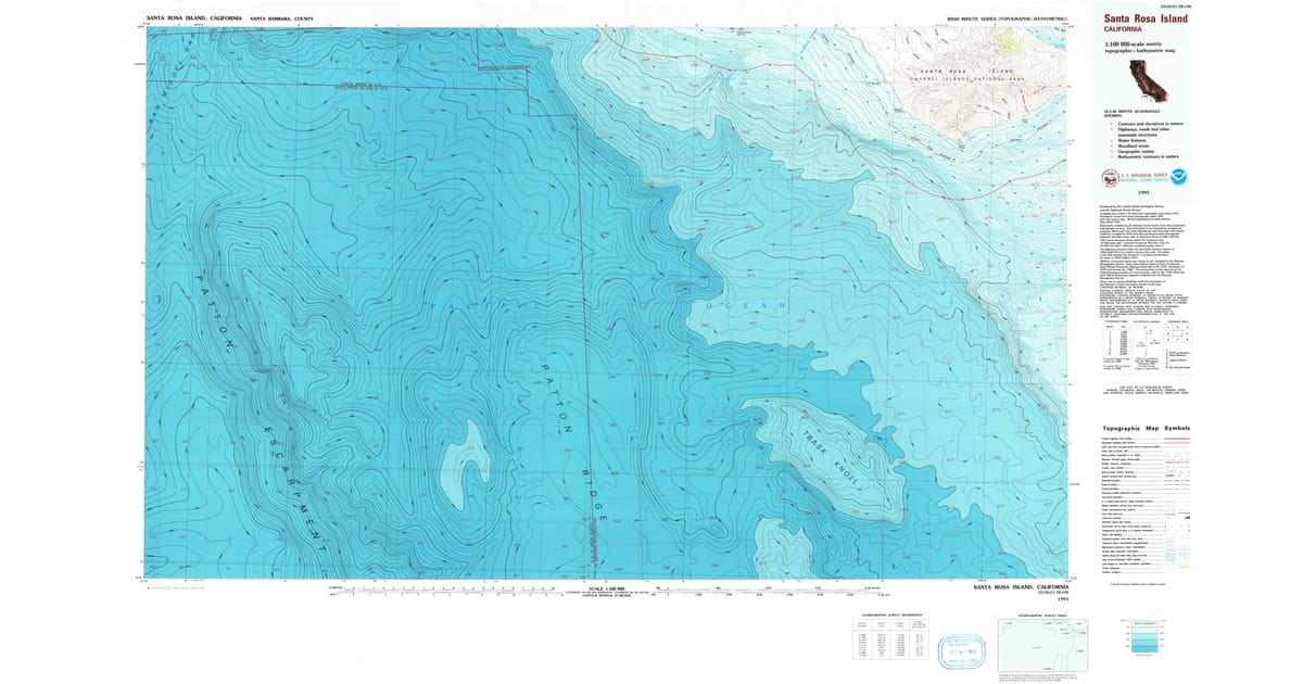 1993 Map of Santa Rosa Island, Santa Barbara County, CA — High-Res ...