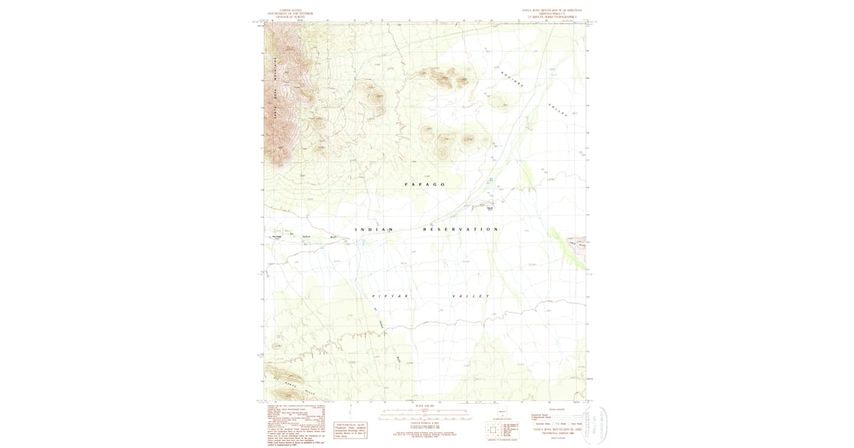 1989 Map of Santa Rosa Mountains SE, Pima County, AZ — High-Res | Pastmaps