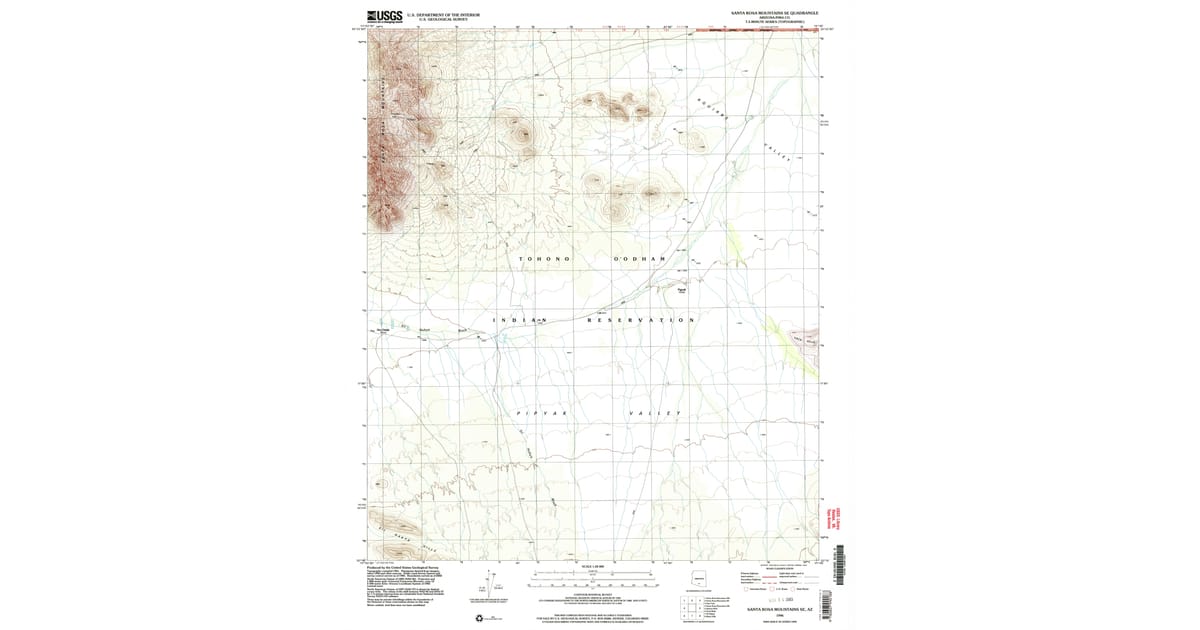 1996 Map of Santa Rosa Mountains SE, Pima County, AZ — High-Res | Pastmaps