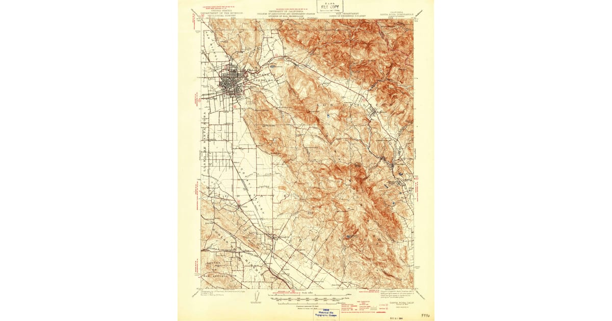 1944 Map of Santa Rosa, CA — High-Res | Pastmaps