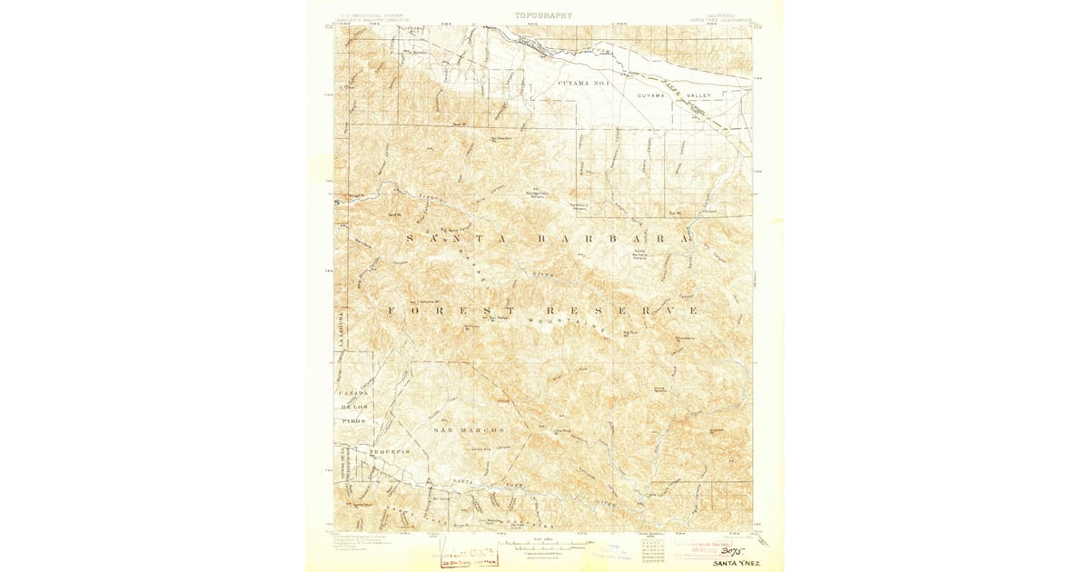 1905 Map of Santa Ynez, CA — High-Res | Pastmaps