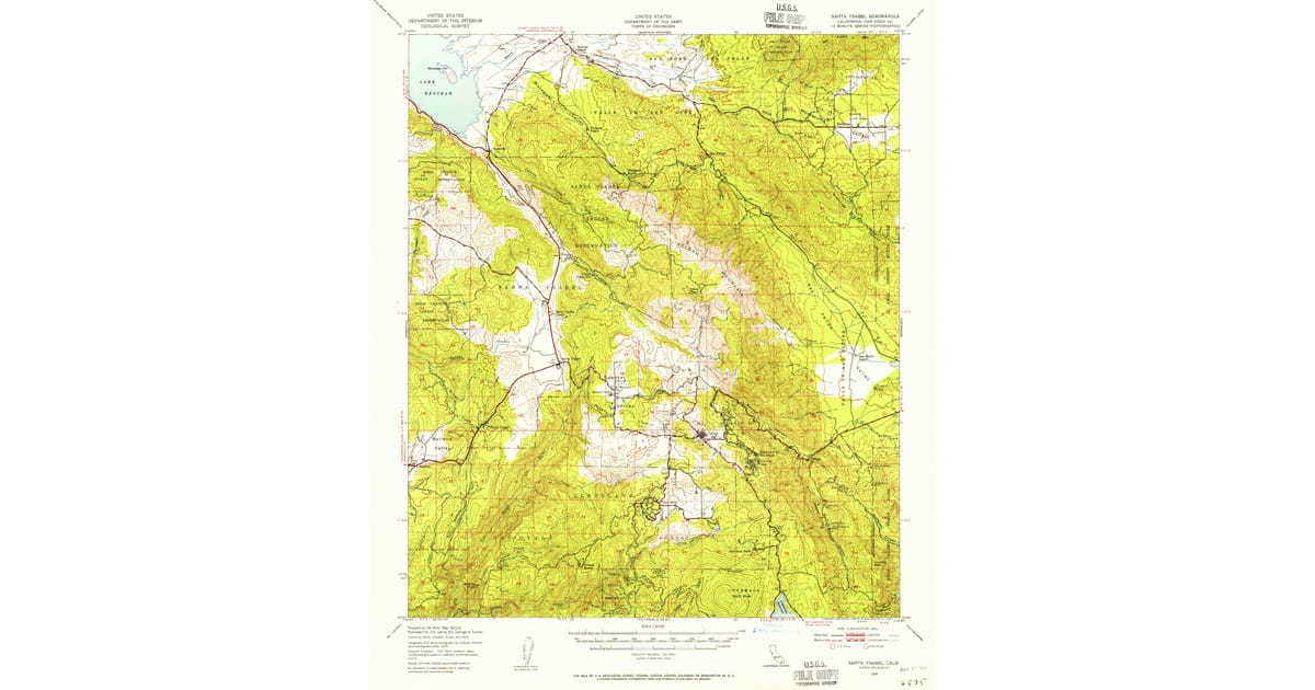 1939 Map of Santa Ysabel, San Diego County, CA — High-Res | Pastmaps
