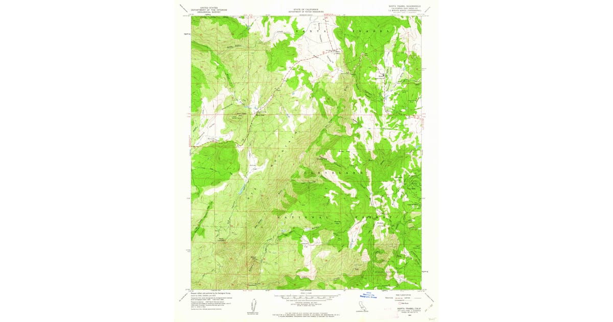 1960 Map of Santa Ysabel, San Diego County, CA — High-Res | Pastmaps