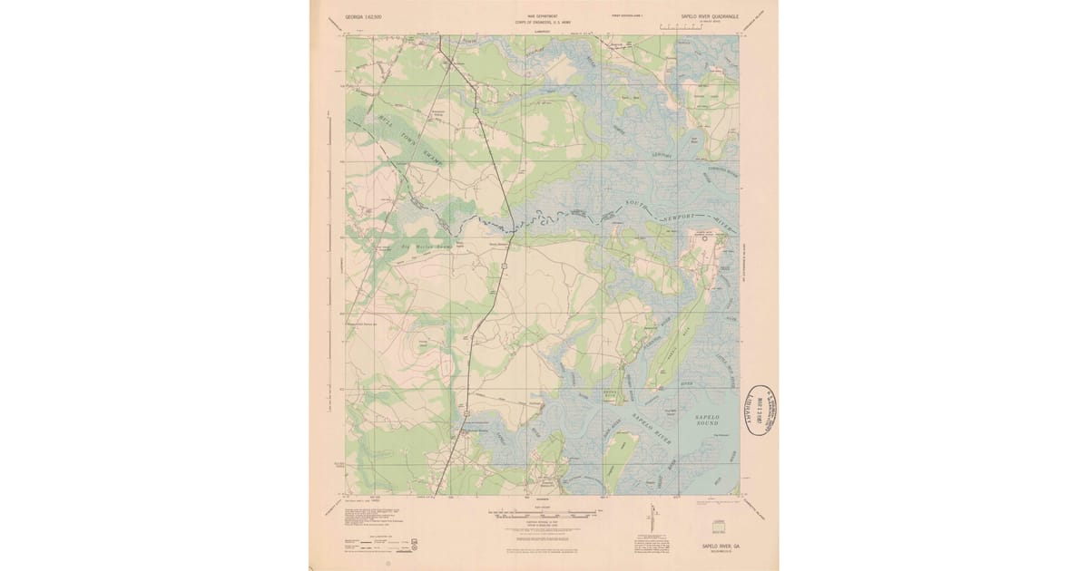 1945 Map of Sapelo River, McIntosh County, GA — High-Res | Pastmaps