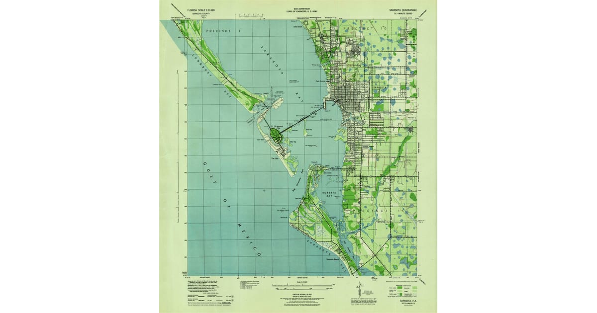 Old Maps of Siesta Key, FL for Metal Detecting | Pastmaps