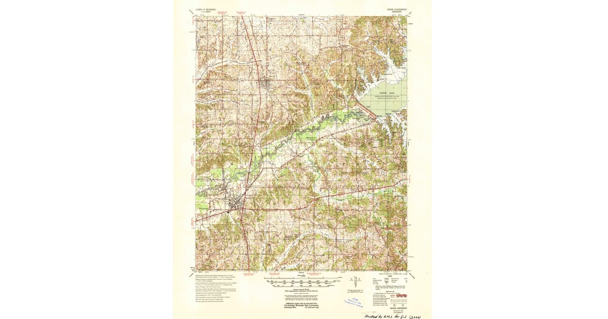 1953 Map of Sardis, MS — High-Res | Pastmaps