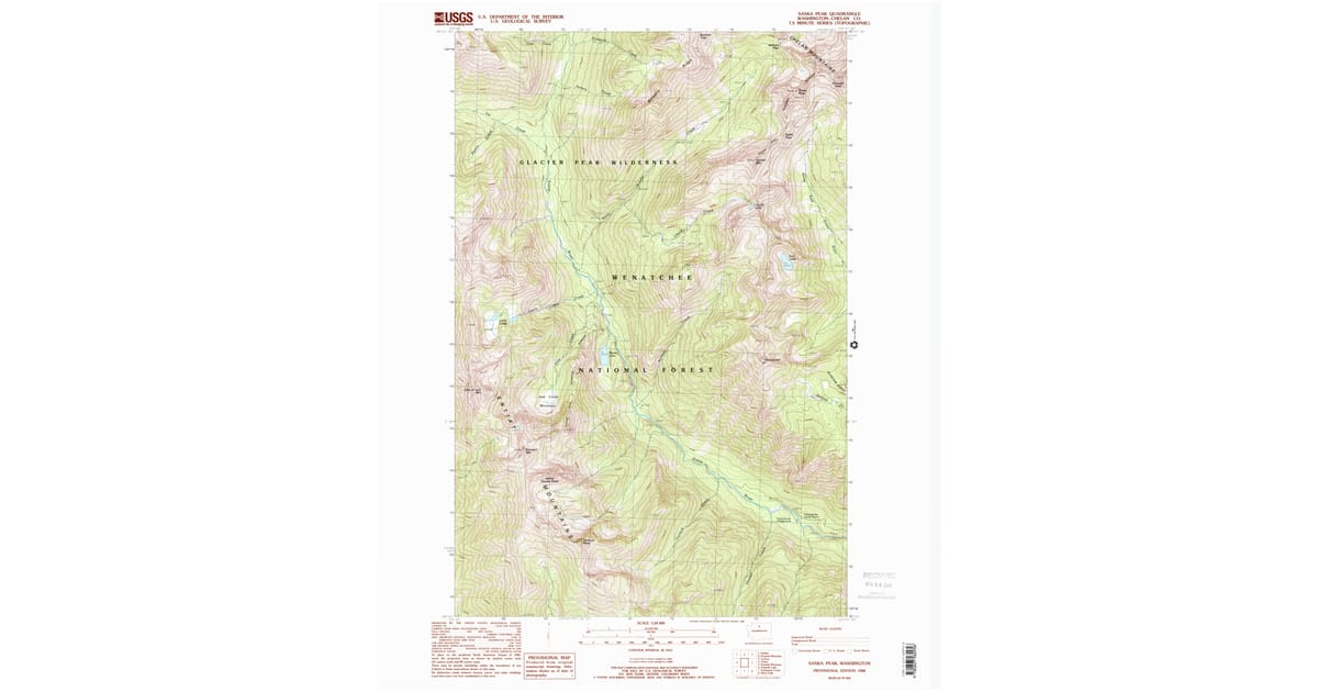 1988 Map of Saska Peak, Chelan County, WA — High-Res | Pastmaps