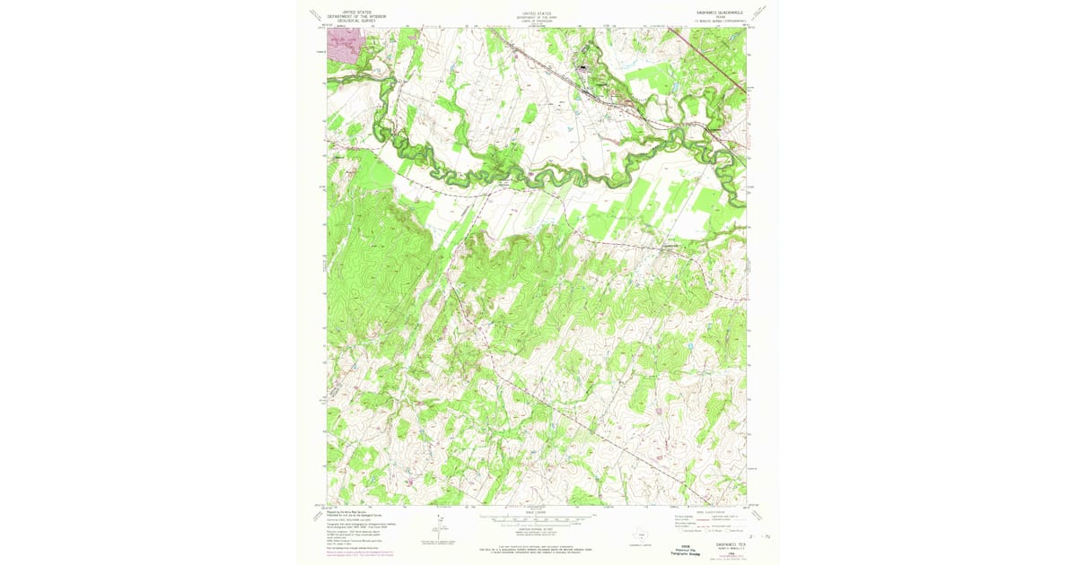 1958 Map of Saspamco, Wilson County, TX — High-Res, 1975 Print | Pastmaps
