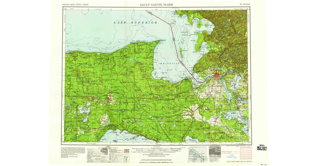1958 Map of Sault Sainte Marie, Chippewa County, MI — High-Res | Pastmaps